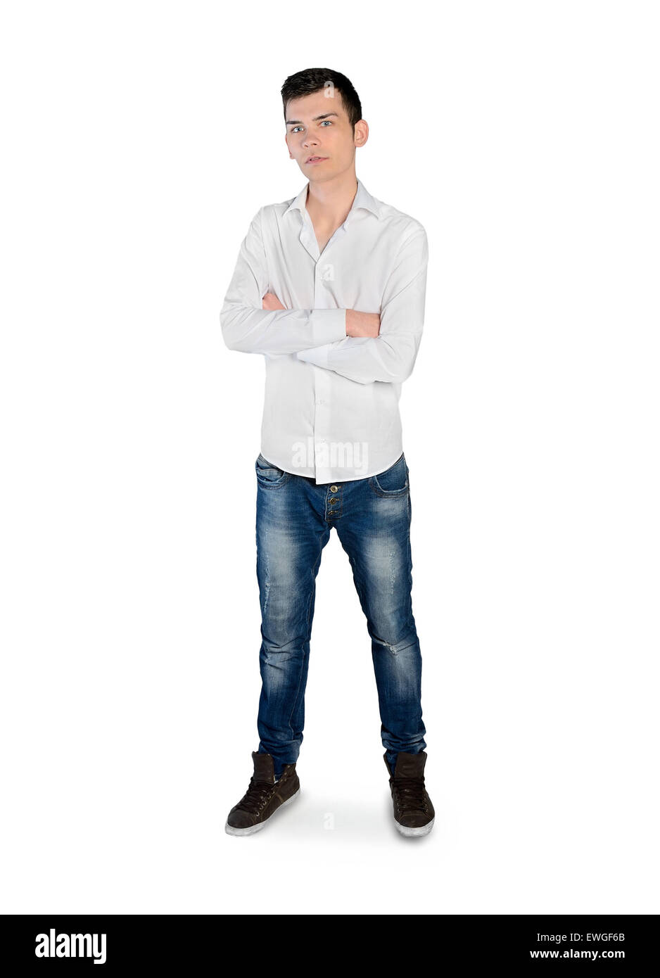 Isolated young man looking camera Stock Photo - Alamy