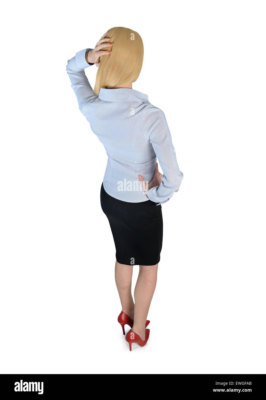 Isolated business woman thinking solution Stock Photo - Alamy