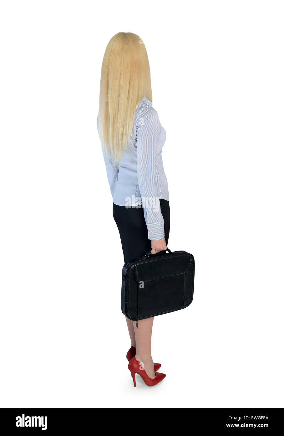 Isolated business woman looking back Stock Photo - Alamy