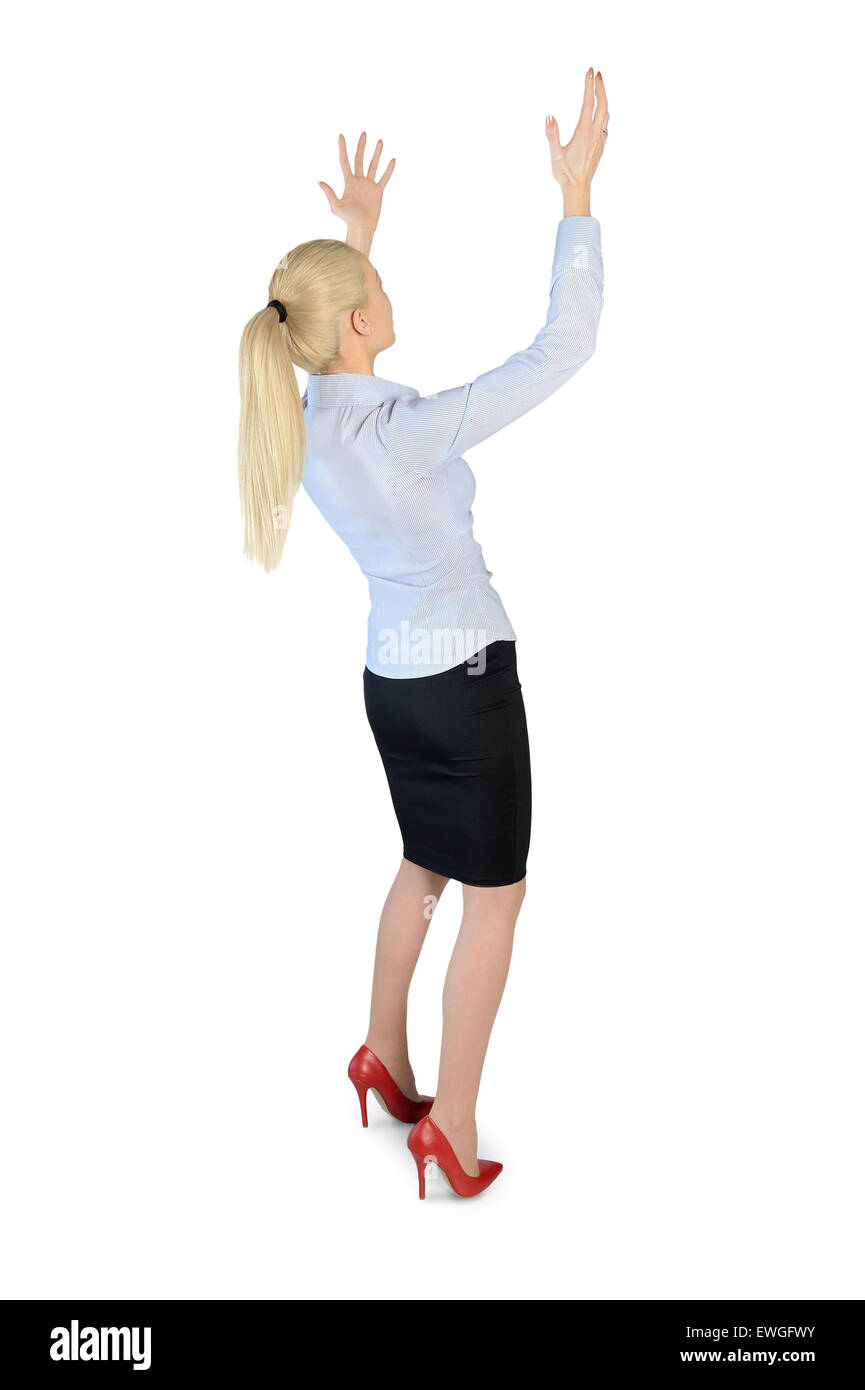 Isolated business woman carry something Stock Photo - Alamy