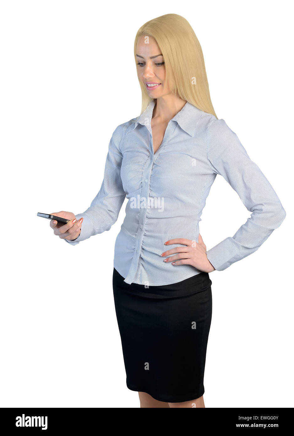 Isolated business woman call phone Stock Photo - Alamy