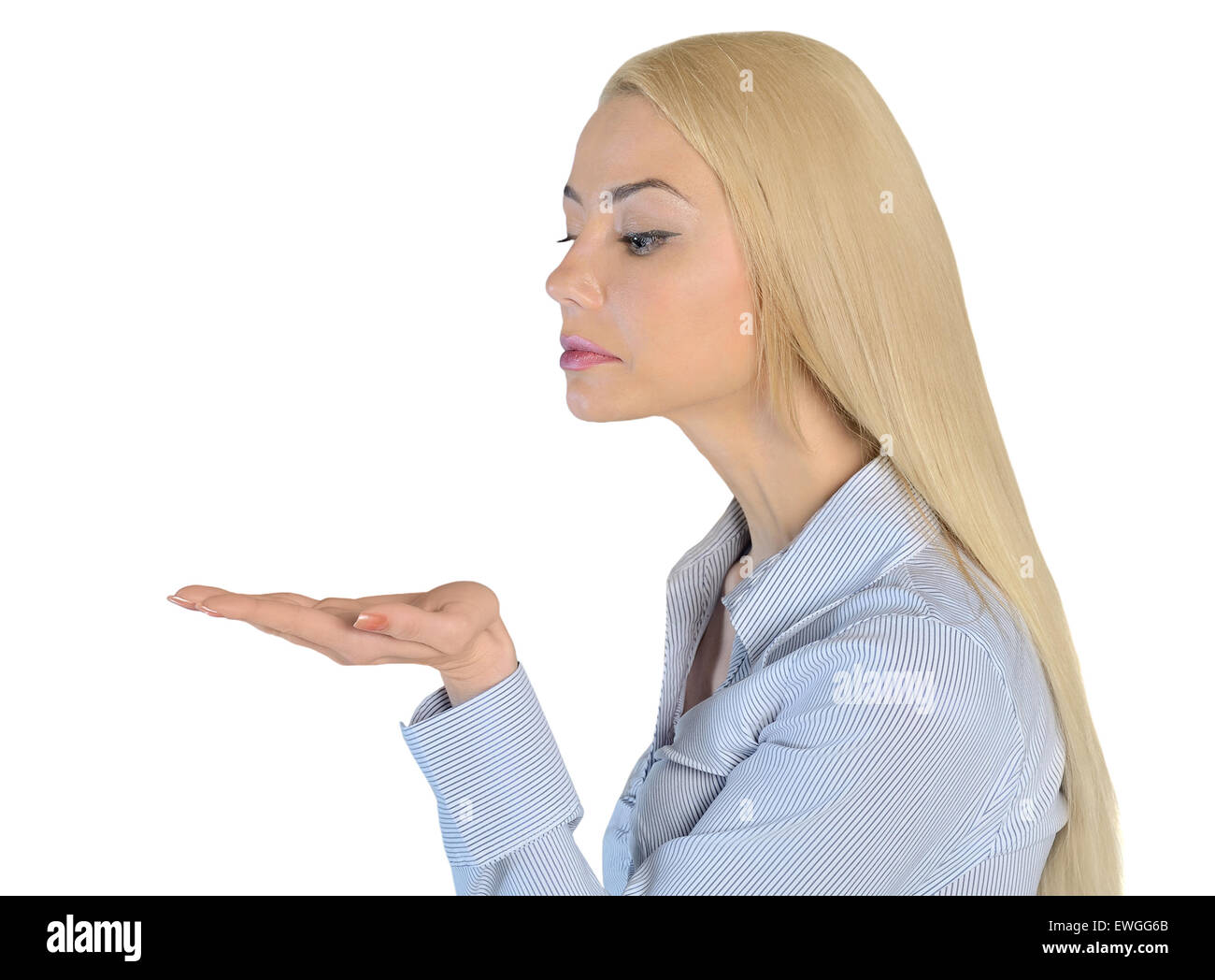 Isolated business woman hold something Stock Photo - Alamy