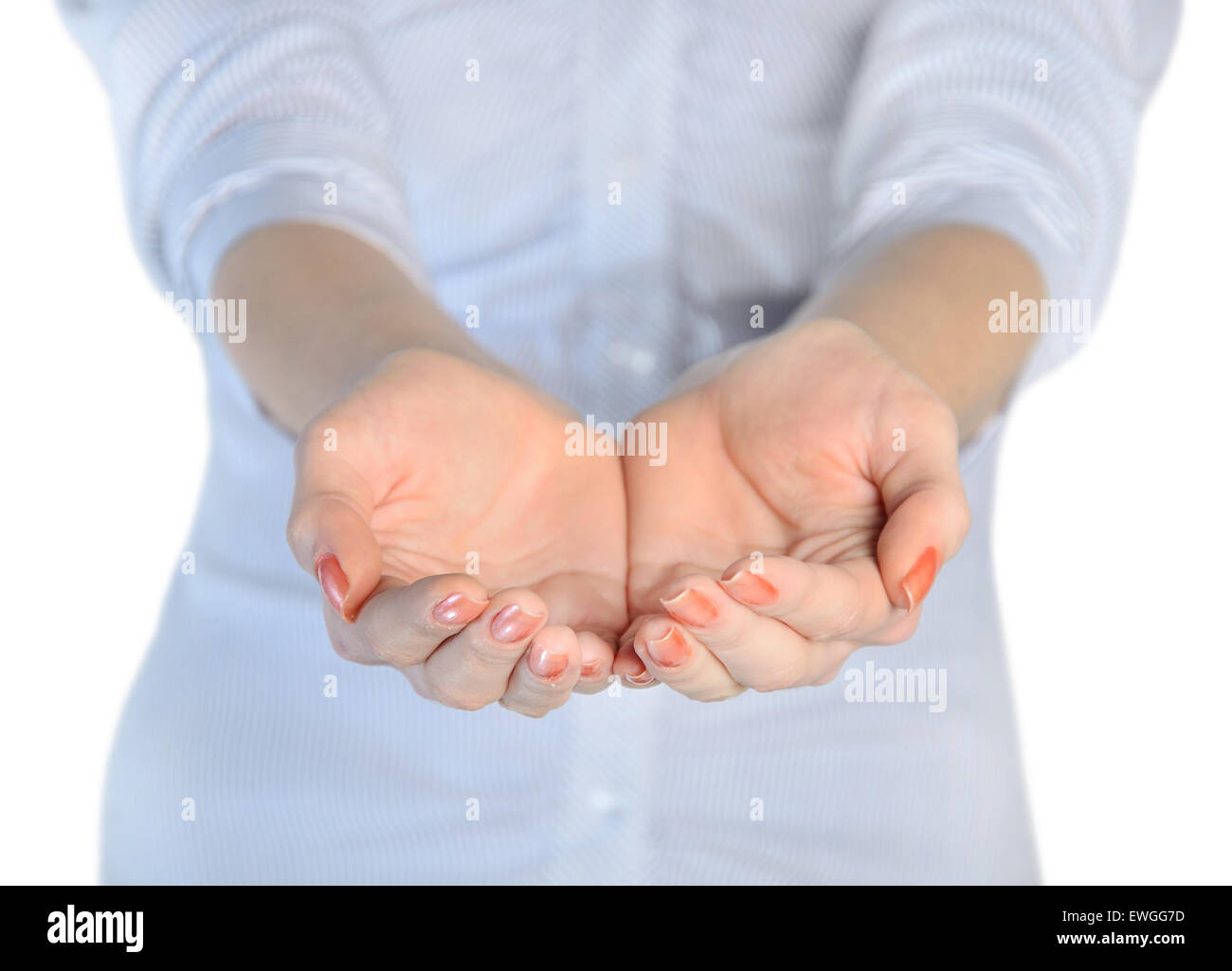 Isolated business woman hands offer something Stock Photo - Alamy