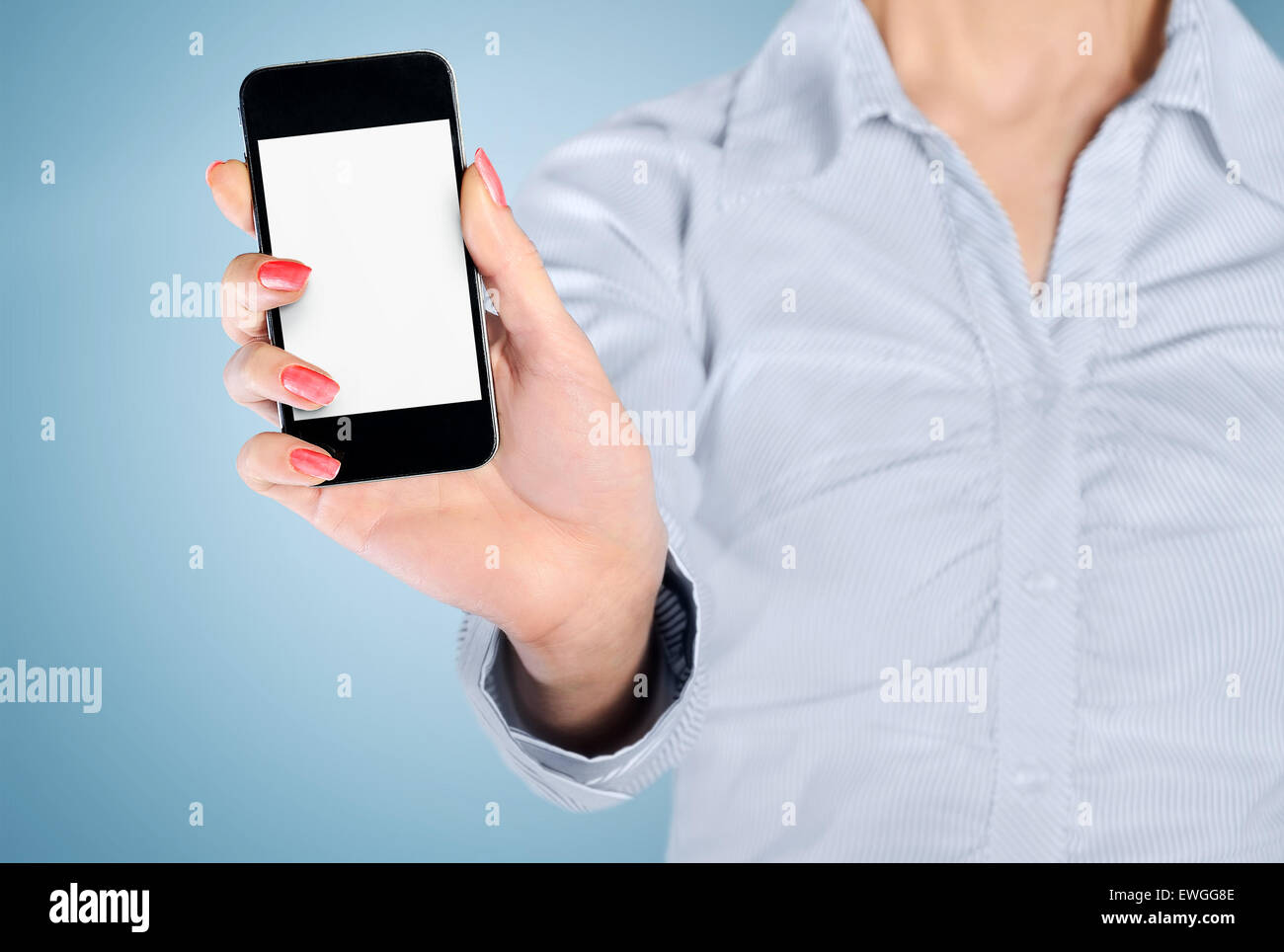 Phone screen in woman hand Stock Photo - Alamy
