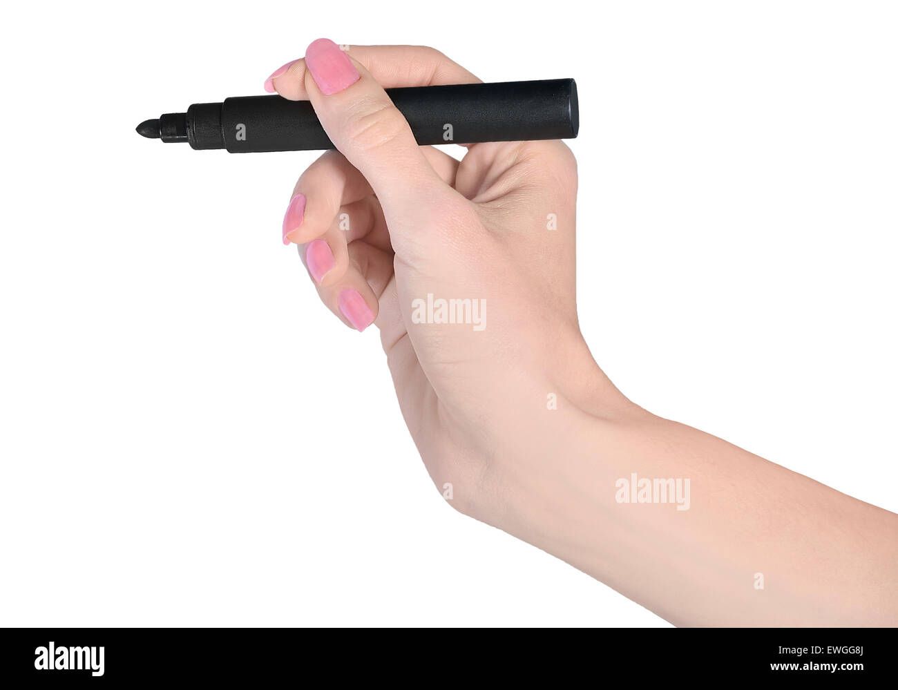 Woman hand and black marker write something Stock Photo - Alamy