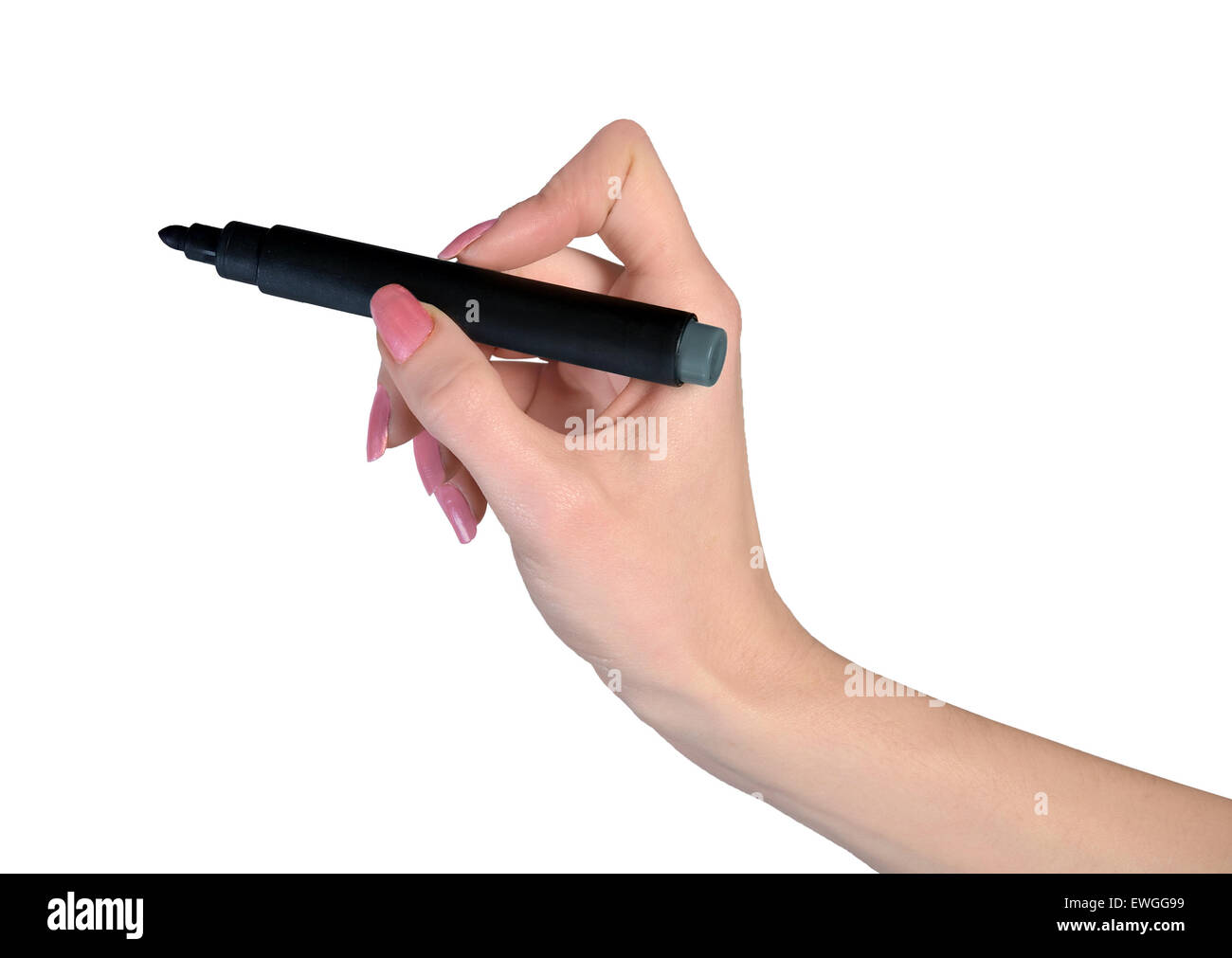 Woman hand and marker write something Stock Photo - Alamy