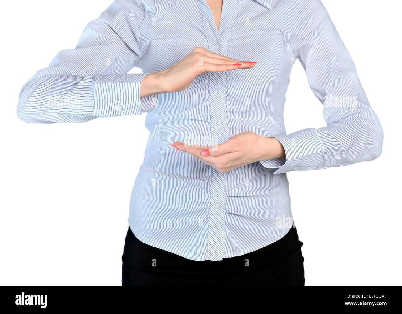 Business woman hands covering something Stock Photo - Alamy