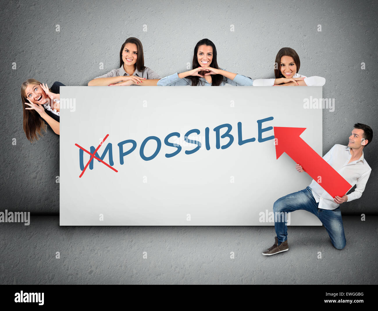 Impossible word writing on white banner Stock Photo - Alamy