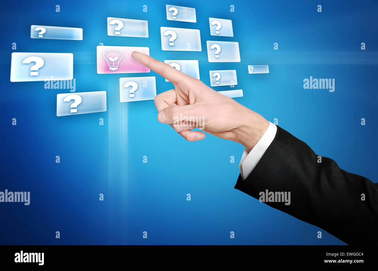 Bulb button pressed by hand Stock Photo - Alamy