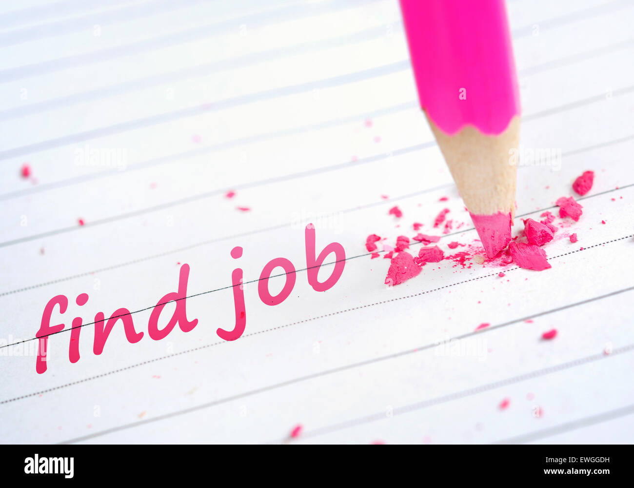 Find job word and pink pencil Stock Photo - Alamy