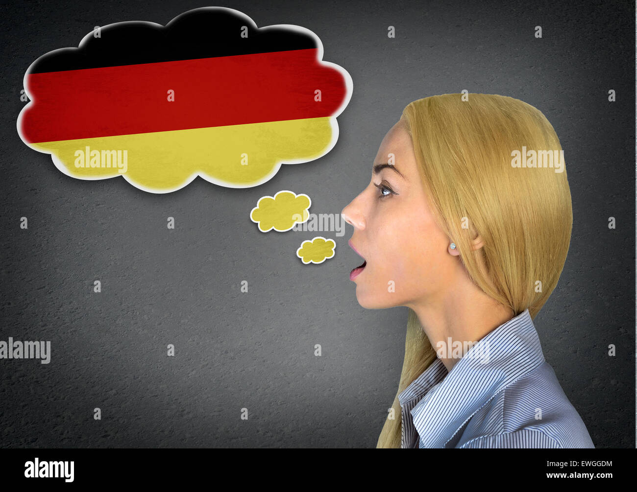 Woman speaking german in bubble Stock Photo - Alamy