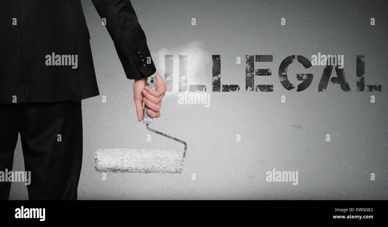 Illegal word painting on gray wall Stock Photo - Alamy