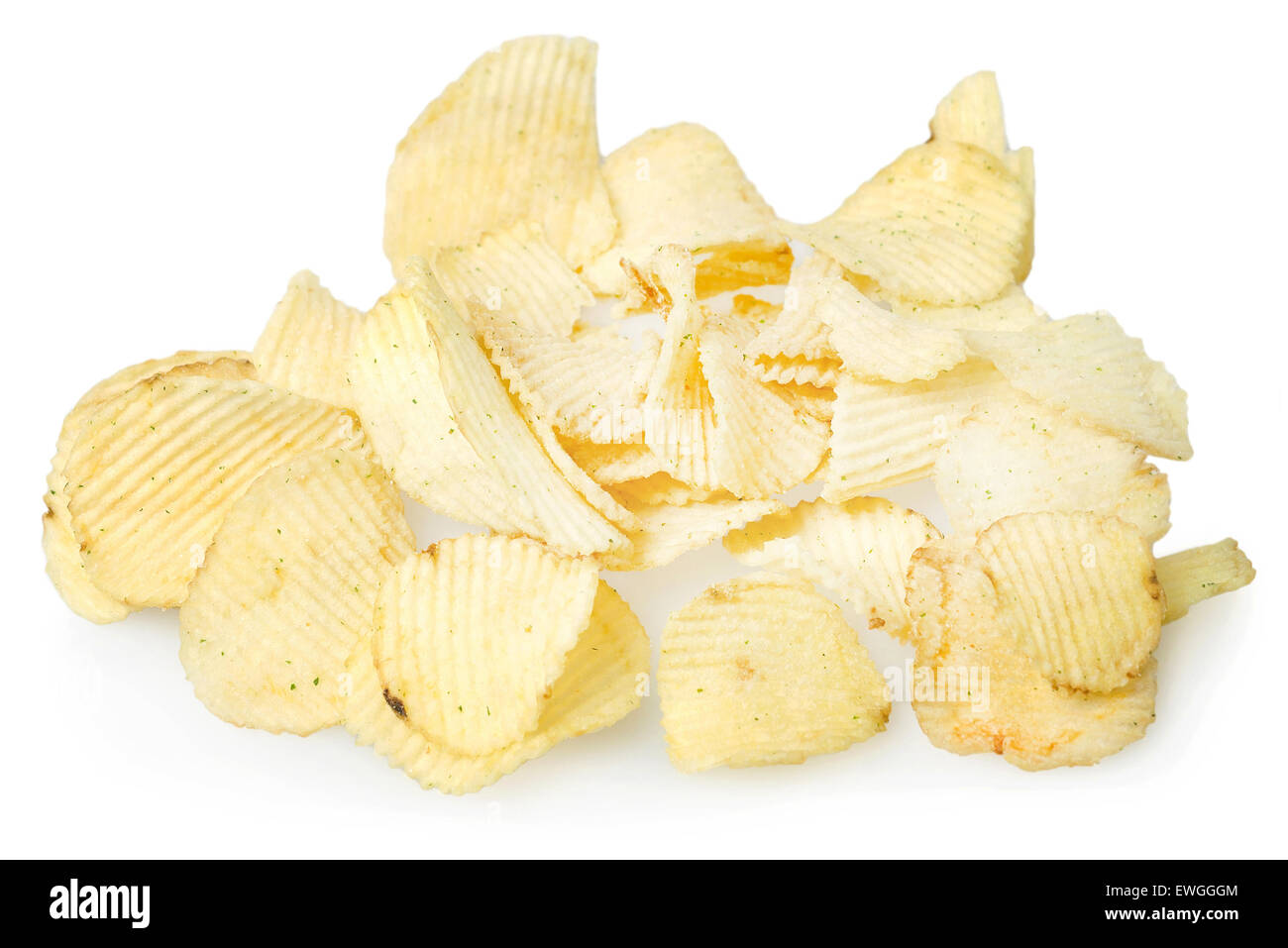 Isolated chips of potato on white background Stock Photo - Alamy
