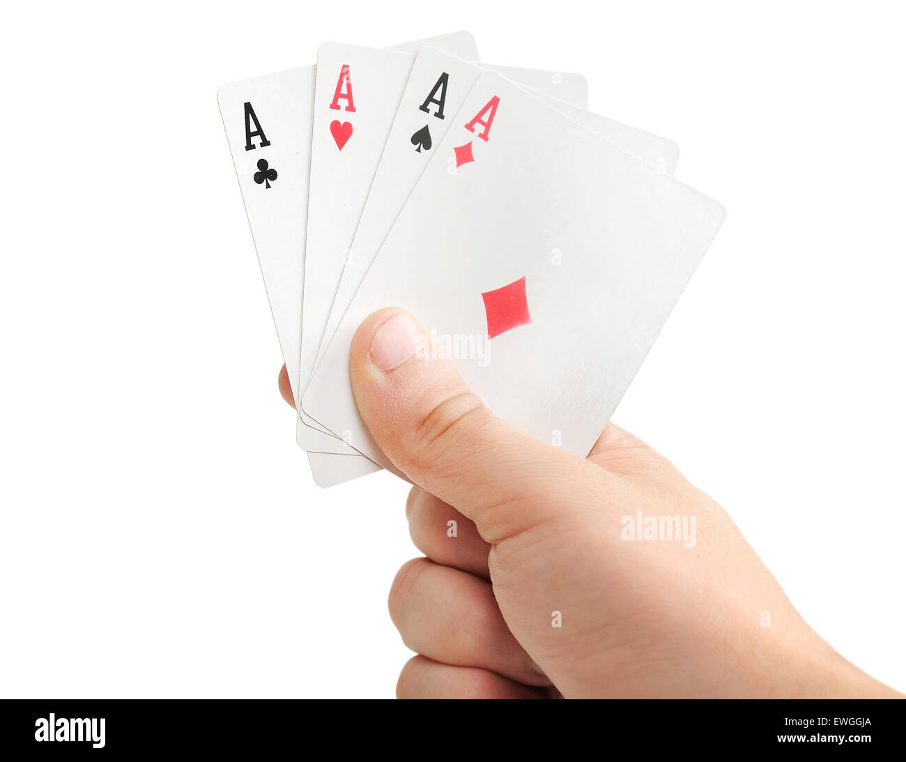 Game cards in hand isolated Stock Photo - Alamy