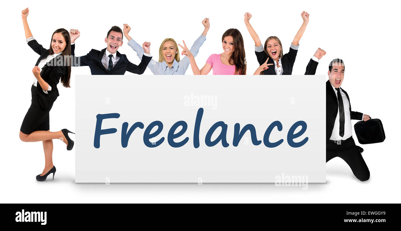 Freelance word writing on banner Stock Photo - Alamy