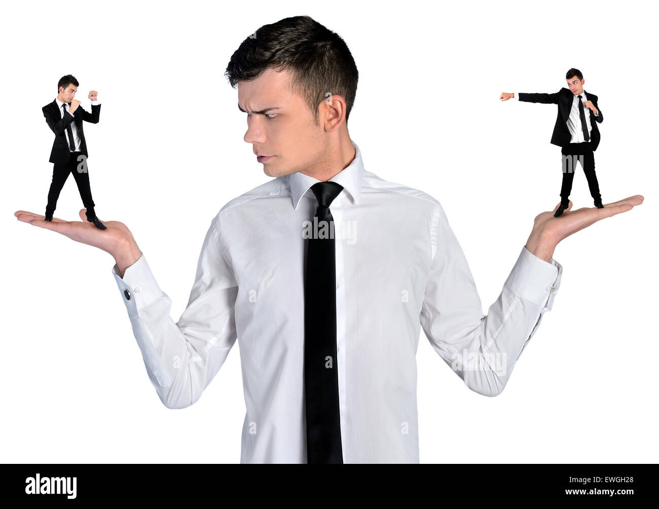 Isolated business man looking angry on little man Stock Photo - Alamy