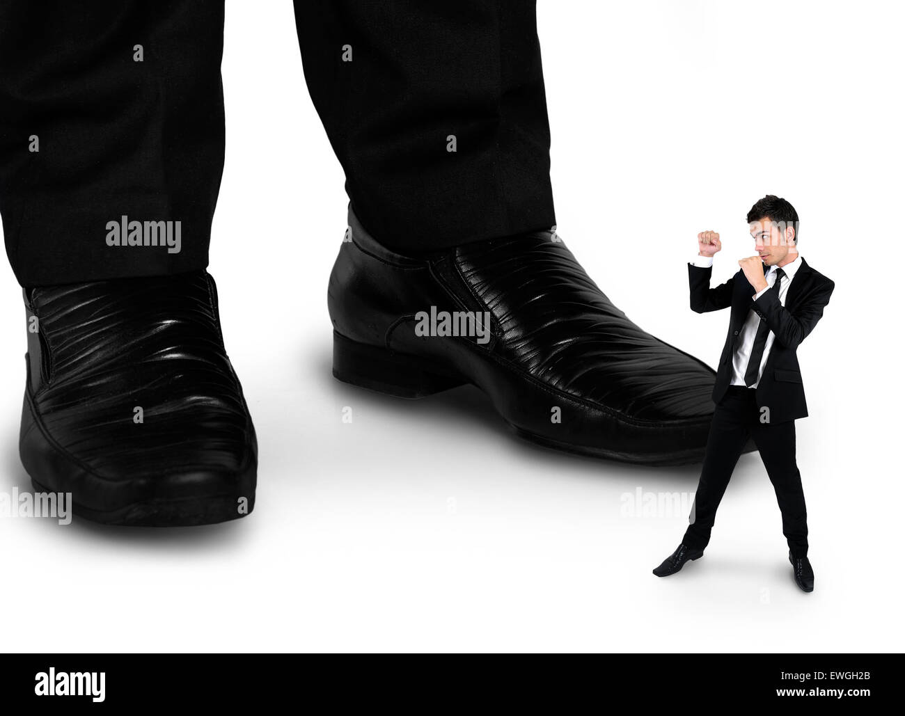 Isolated little business man fighting with boss Stock Photo - Alamy