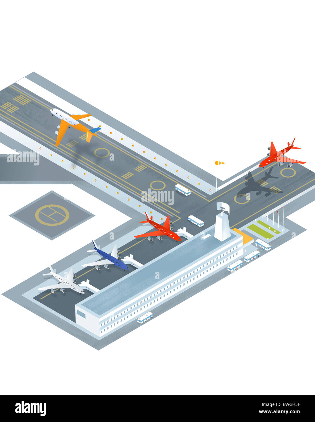 Isometric airport isolated on white background Stock Photo - Alamy
