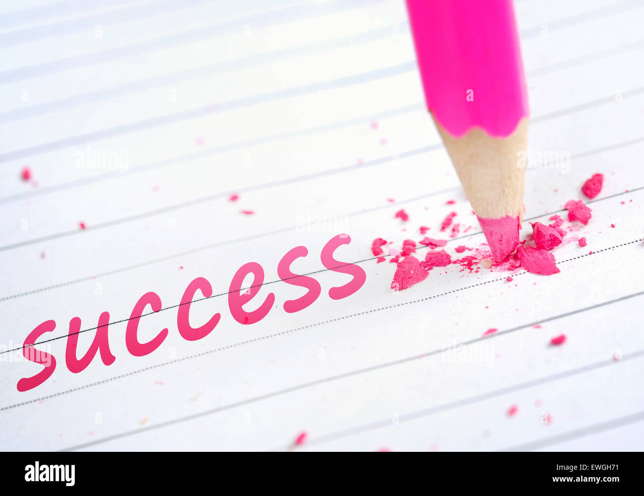 Success word and pink pencil Stock Photo - Alamy