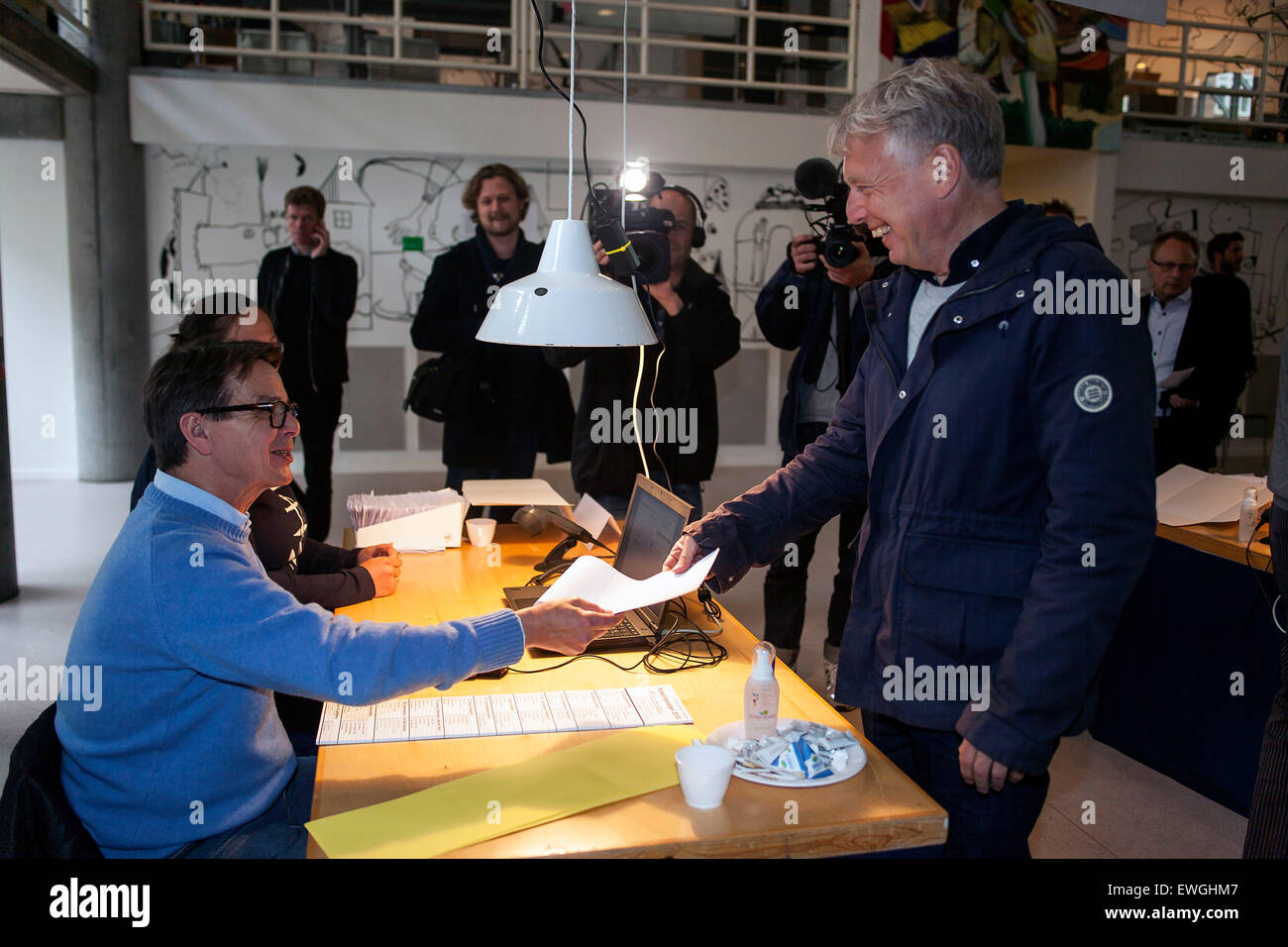 Copenhagen, Denmark, June 18th, 2015: Danish party leader, Uffe Elbaek ...