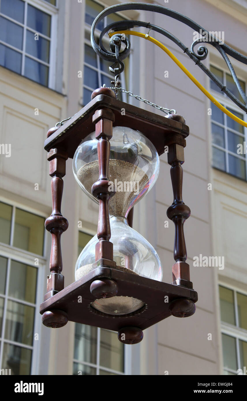 Sand Clock Cafe Sign in Riga Stock Photo - Alamy