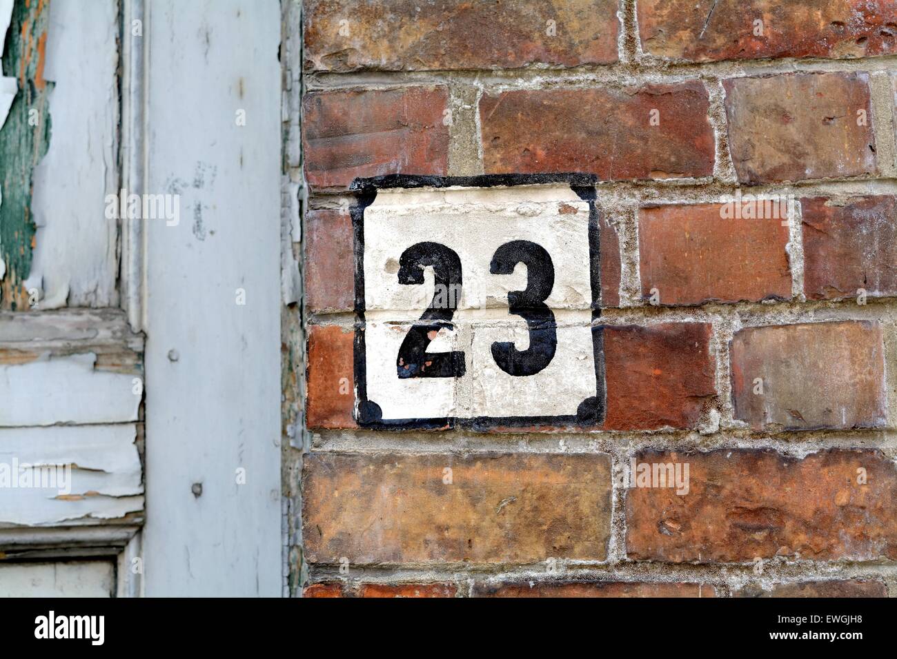 Hand painted house number in Bruges Belgium Stock Photo - Alamy