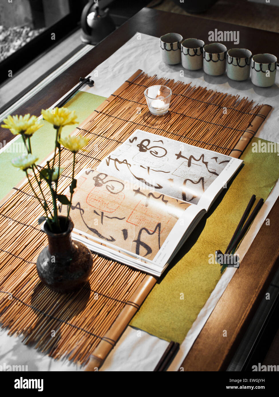 A table setting at Shiyang Shanfang restaurant, Yangmingshan National ...