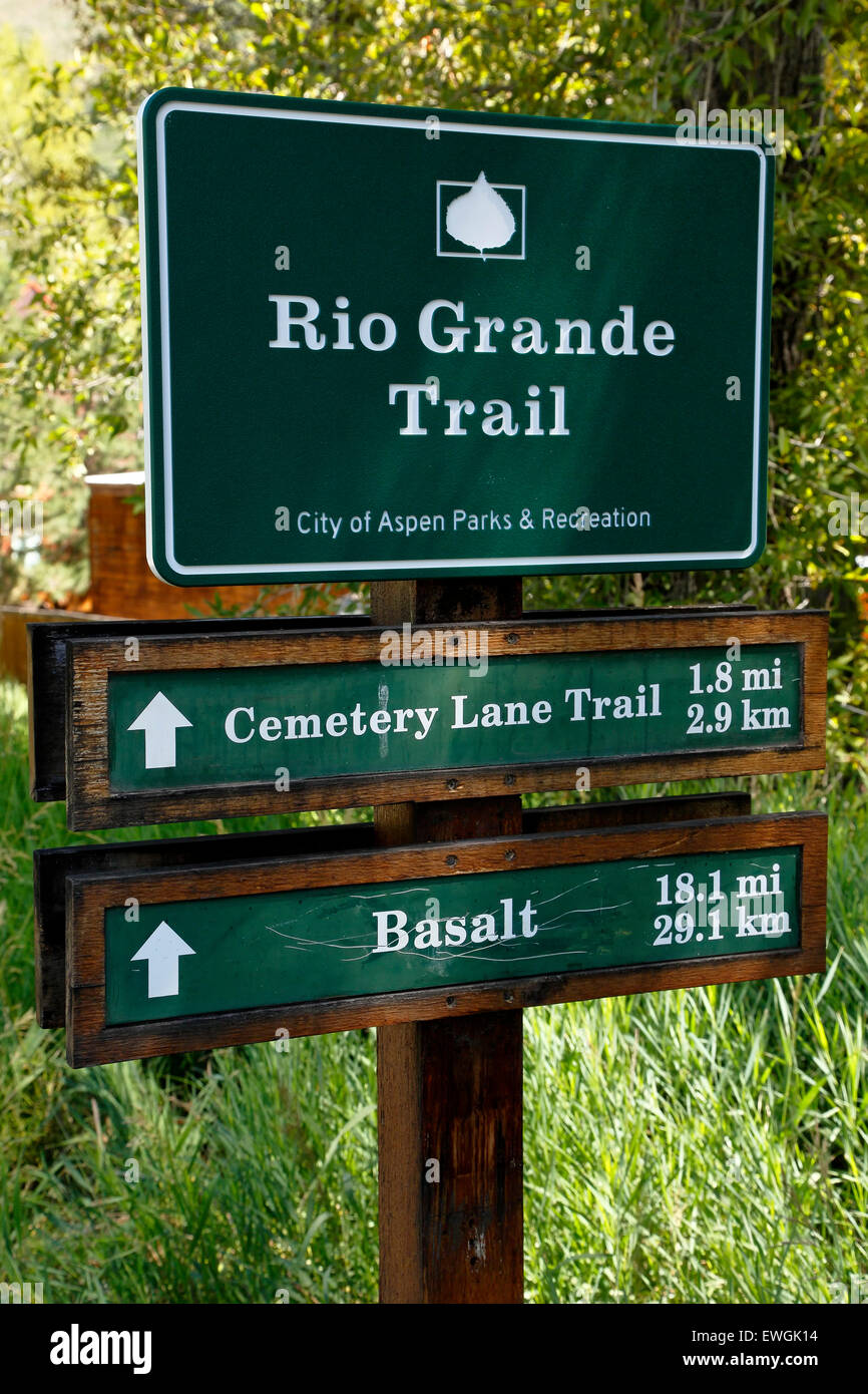 Sign, Rio Grande Trail, Aspen, Colorado USA Stock Photo - Alamy