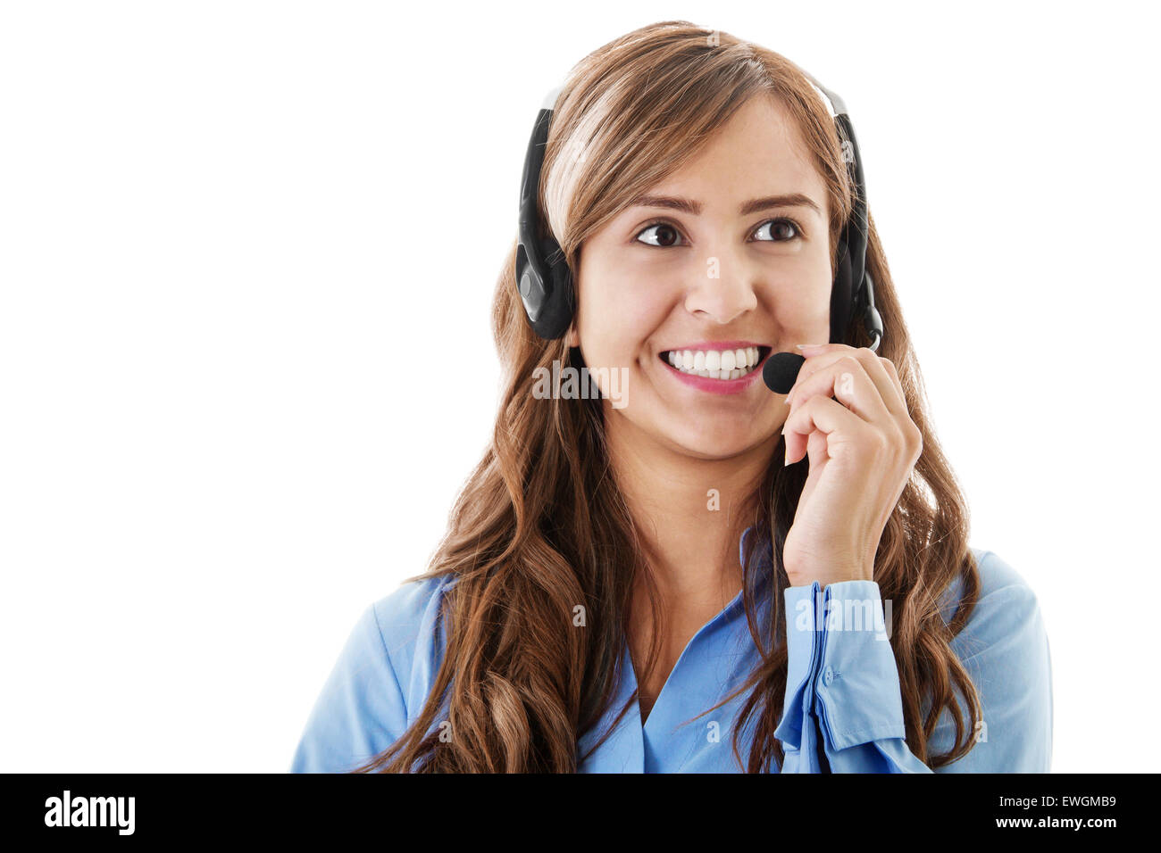 Stock image of female call center operator isolated on white Stock ...