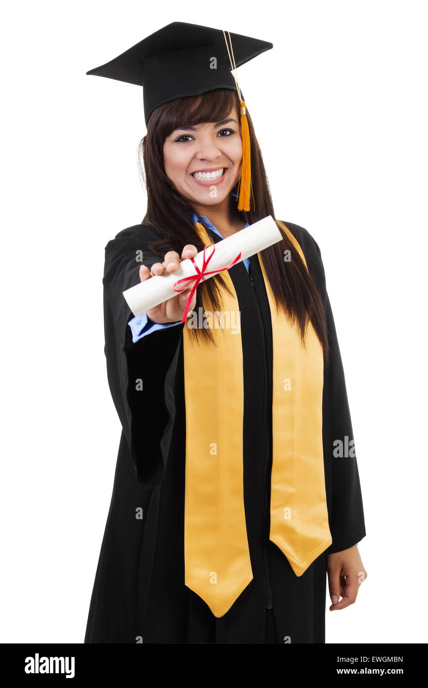 Stock image of female graduate isolated on white background Stock Photo ...