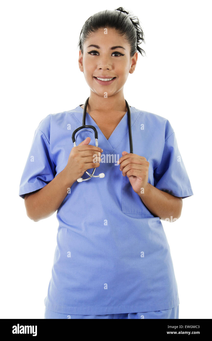 Stock image of female healthcare worker isolated on white background ...
