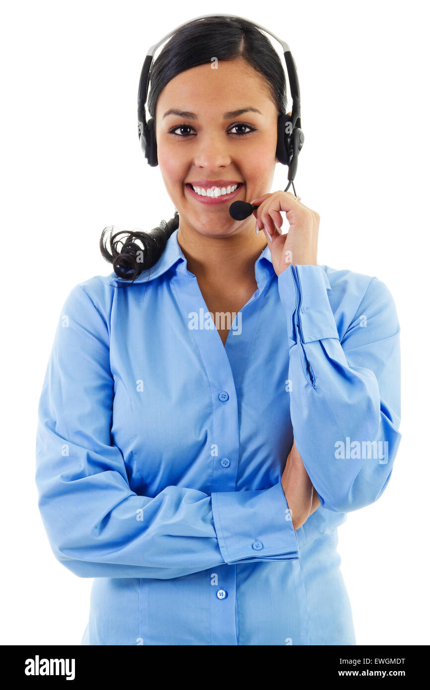 Stock image of female call center operator isolated on white Stock ...