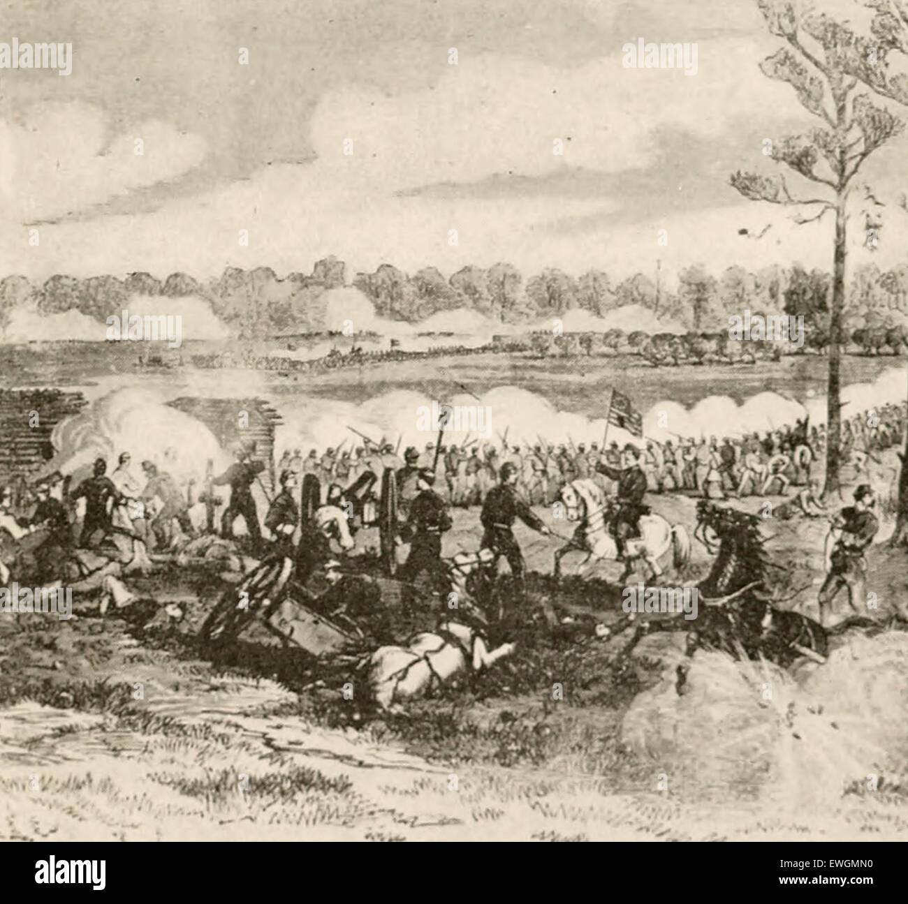 The Fight in the Peach Orchard at Shiloh during the USA Civil War, 1862 ...