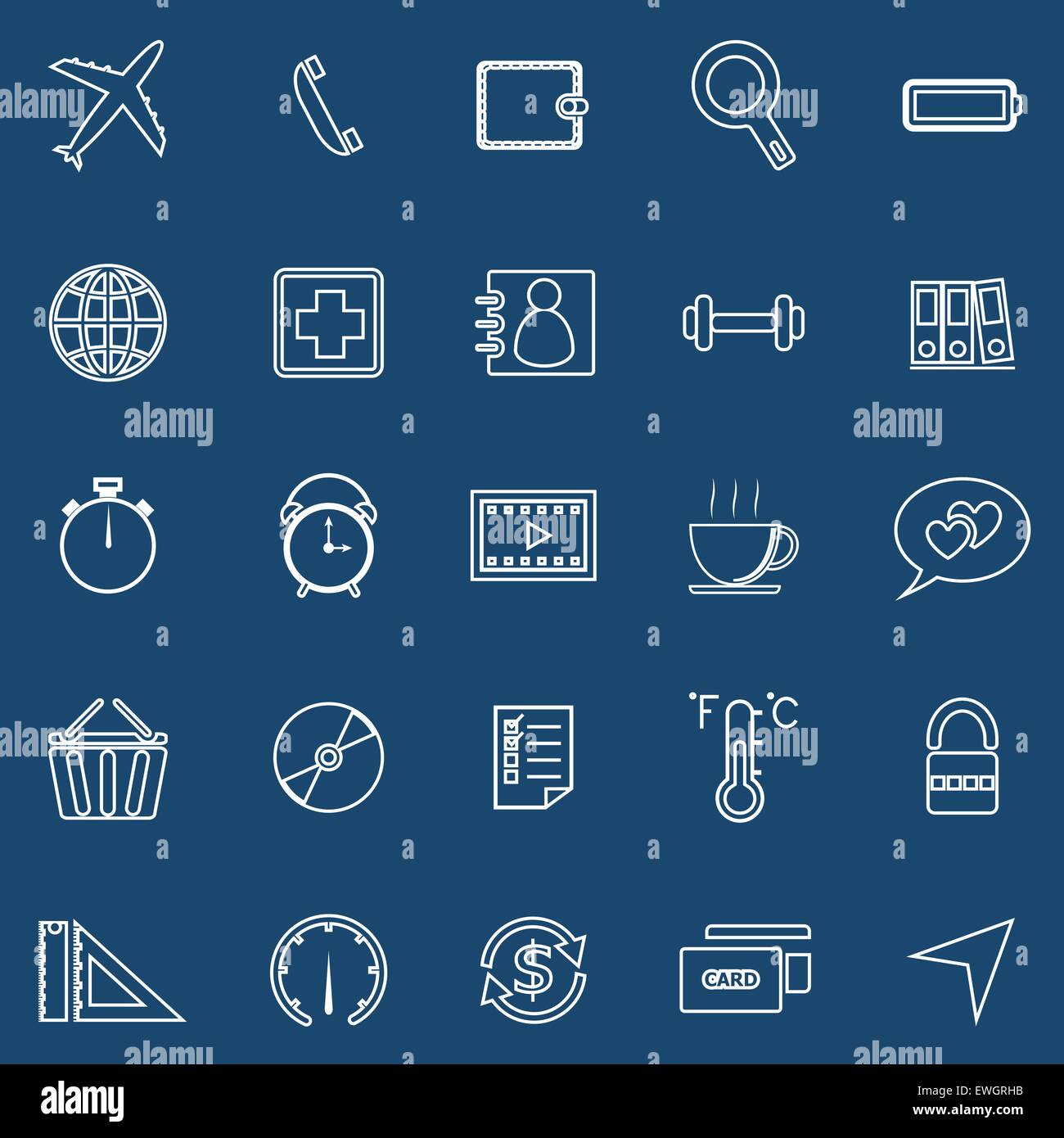 Application line icons on blue background. Set 2, stock vector Stock ...