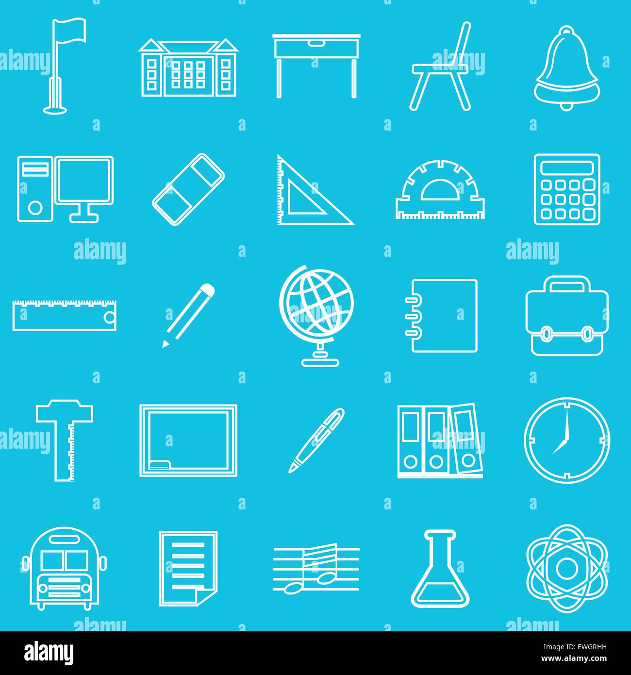 School line icons on blue background, stock vector Stock Vector Image ...