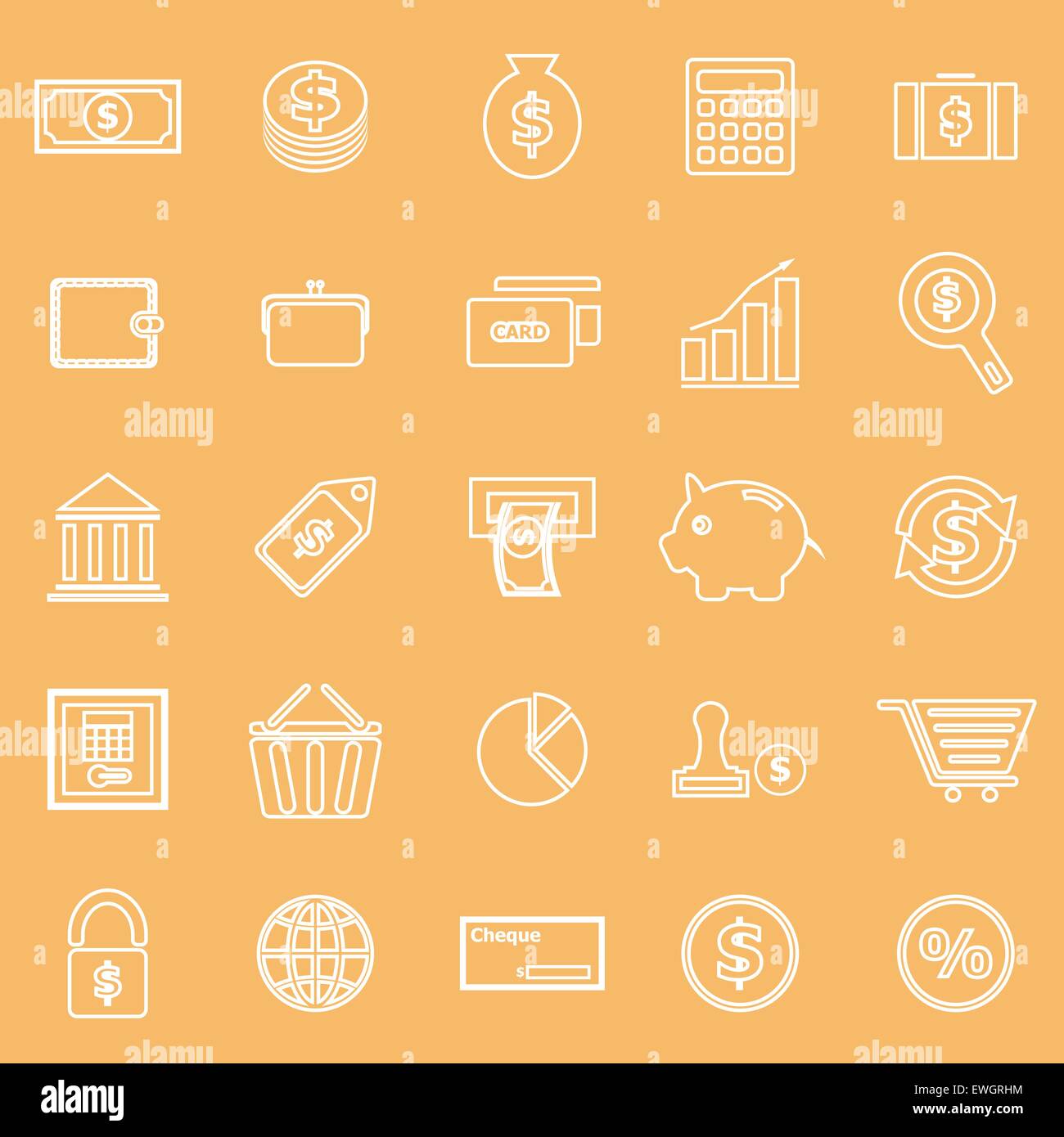 Money line icons on brown background, stock vector Stock Vector Image ...