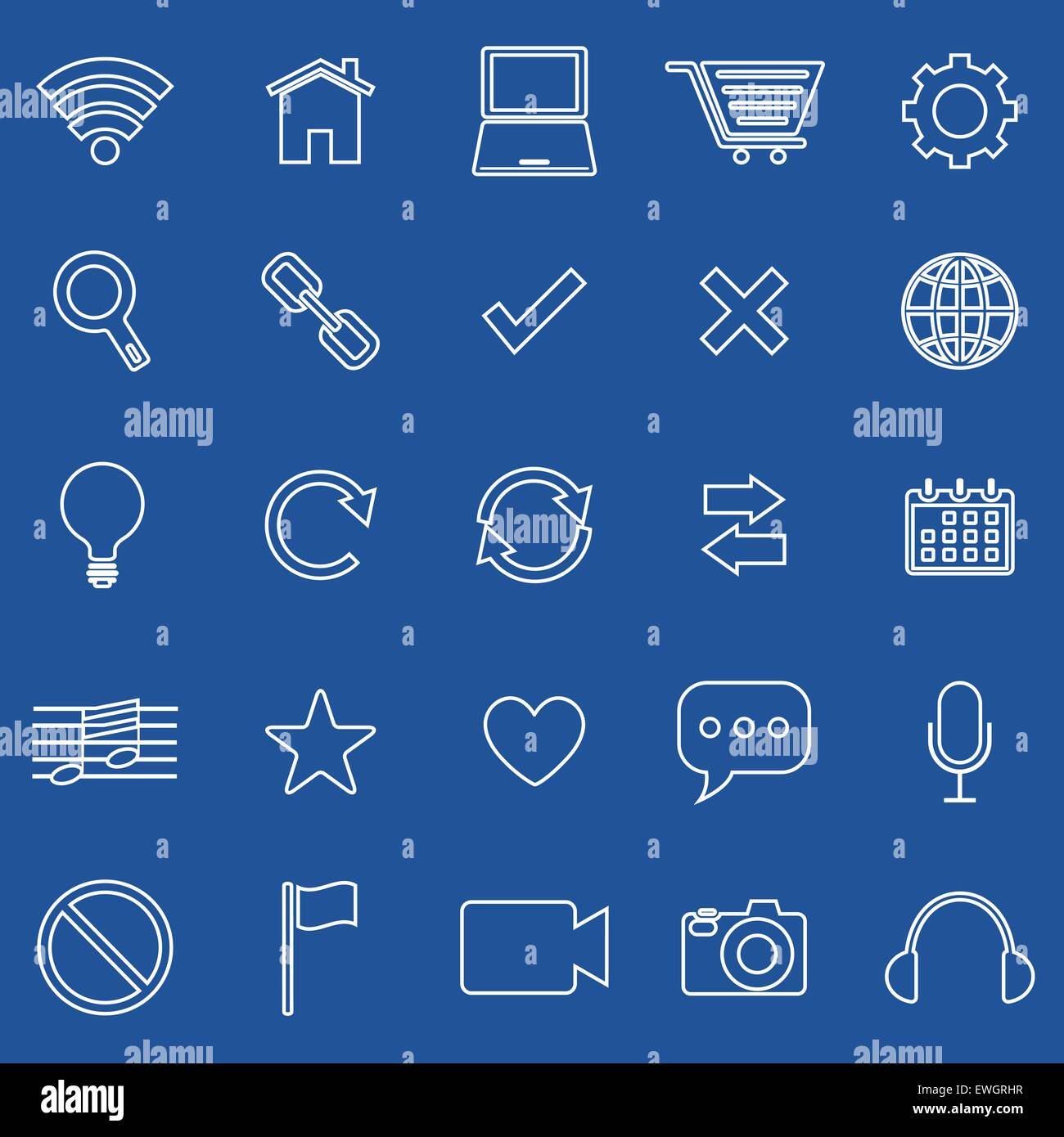 Web line icons on blue background, stock vector Stock Vector Image ...