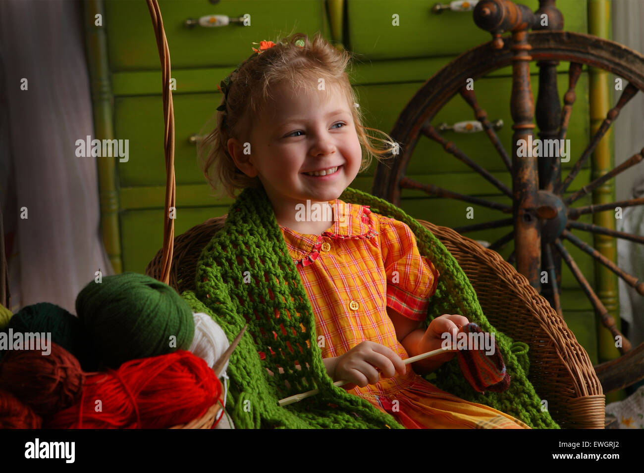 little girl in a rustic style Stock Photo - Alamy