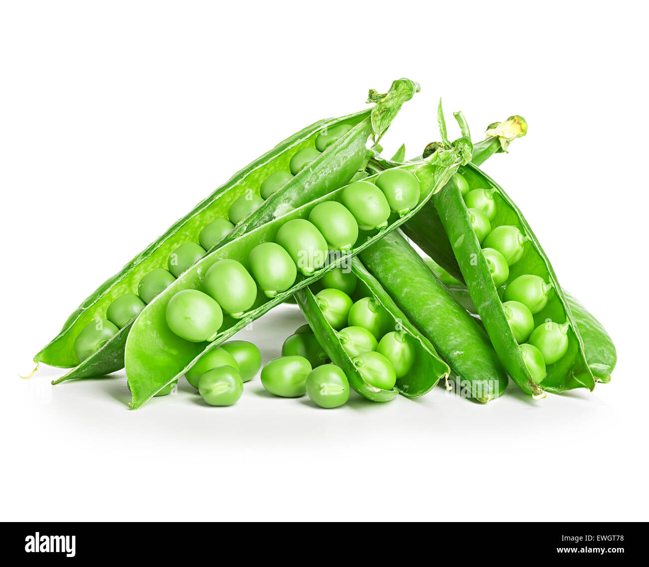 Fresh green peas pods isolated on white background Stock Photo - Alamy