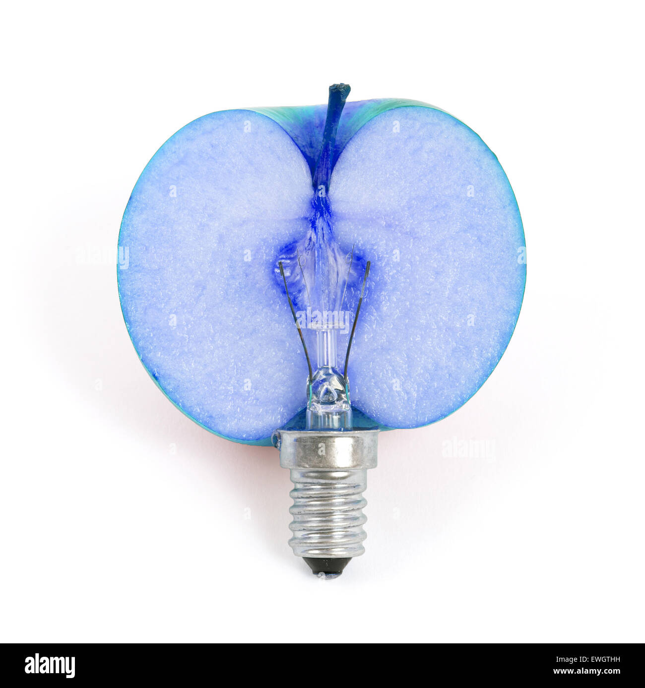 Apple lightbulb, concept of green energy - isolated on white Stock ...