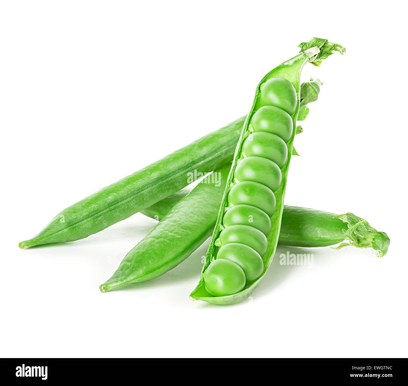 Fresh green peas pods isolated on white background Stock Photo - Alamy