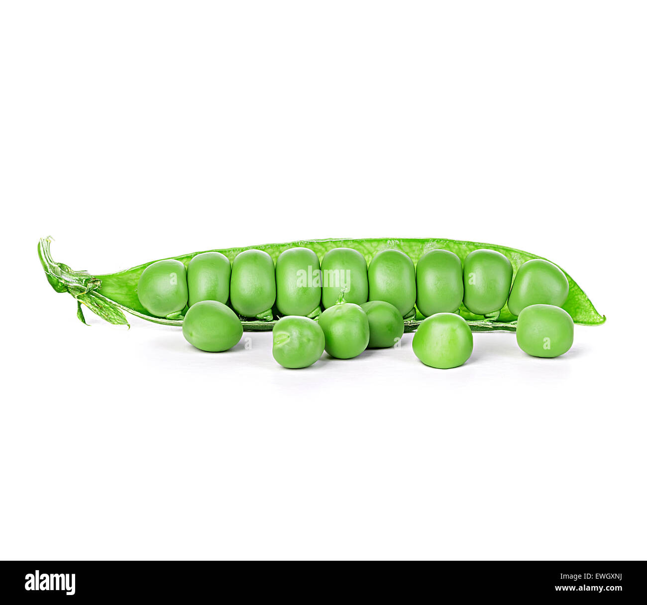 Fresh green peas pods isolated on white background Stock Photo - Alamy