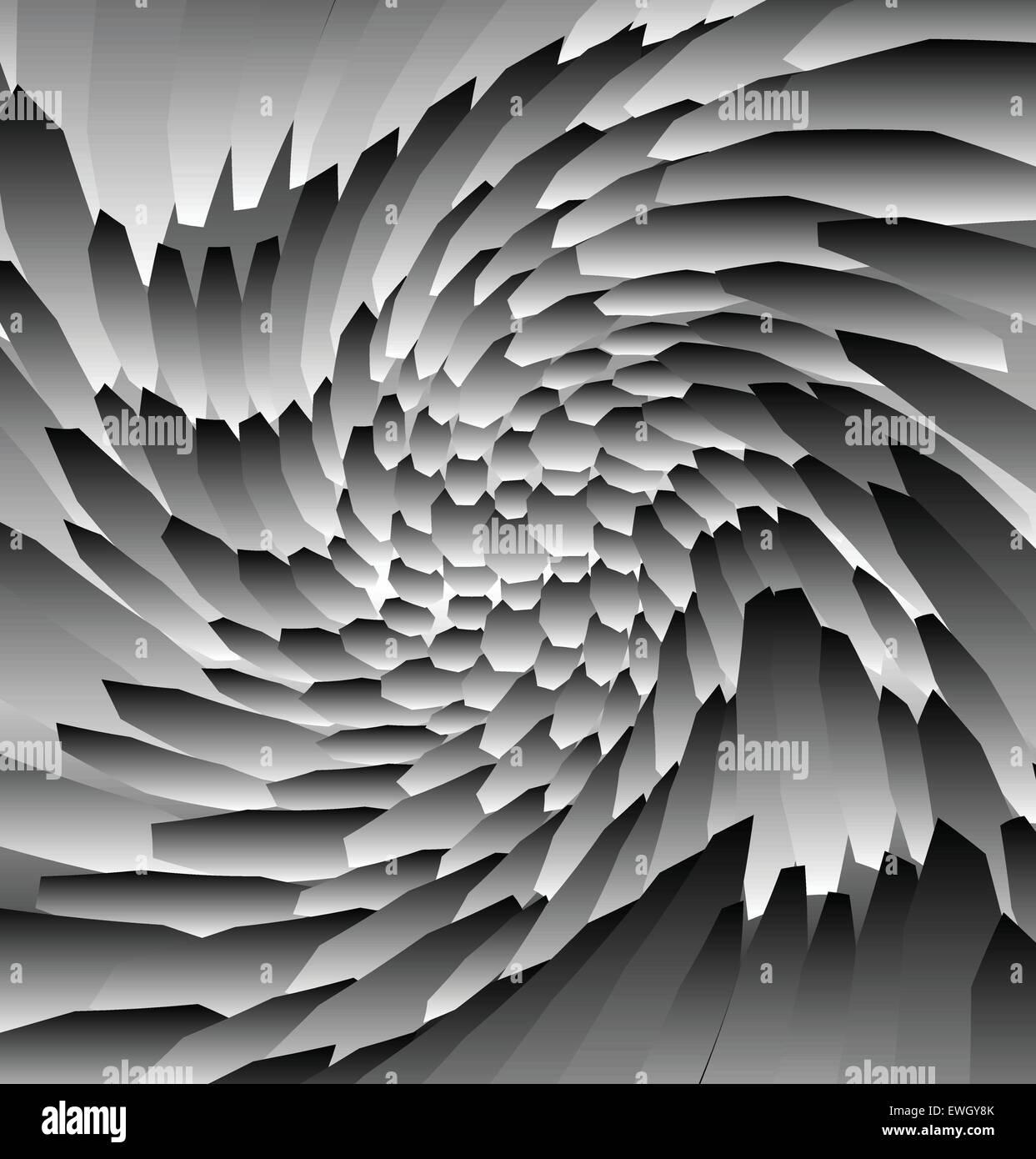 Abstract art like image with twirling, twisted distortion on vector shapes. Rotating abstract ...