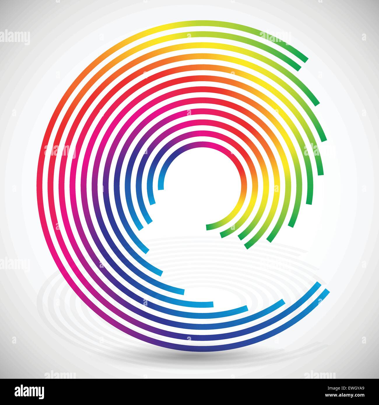 Concentric, spirally lines with spectrum colors. Twisting, rotating ...