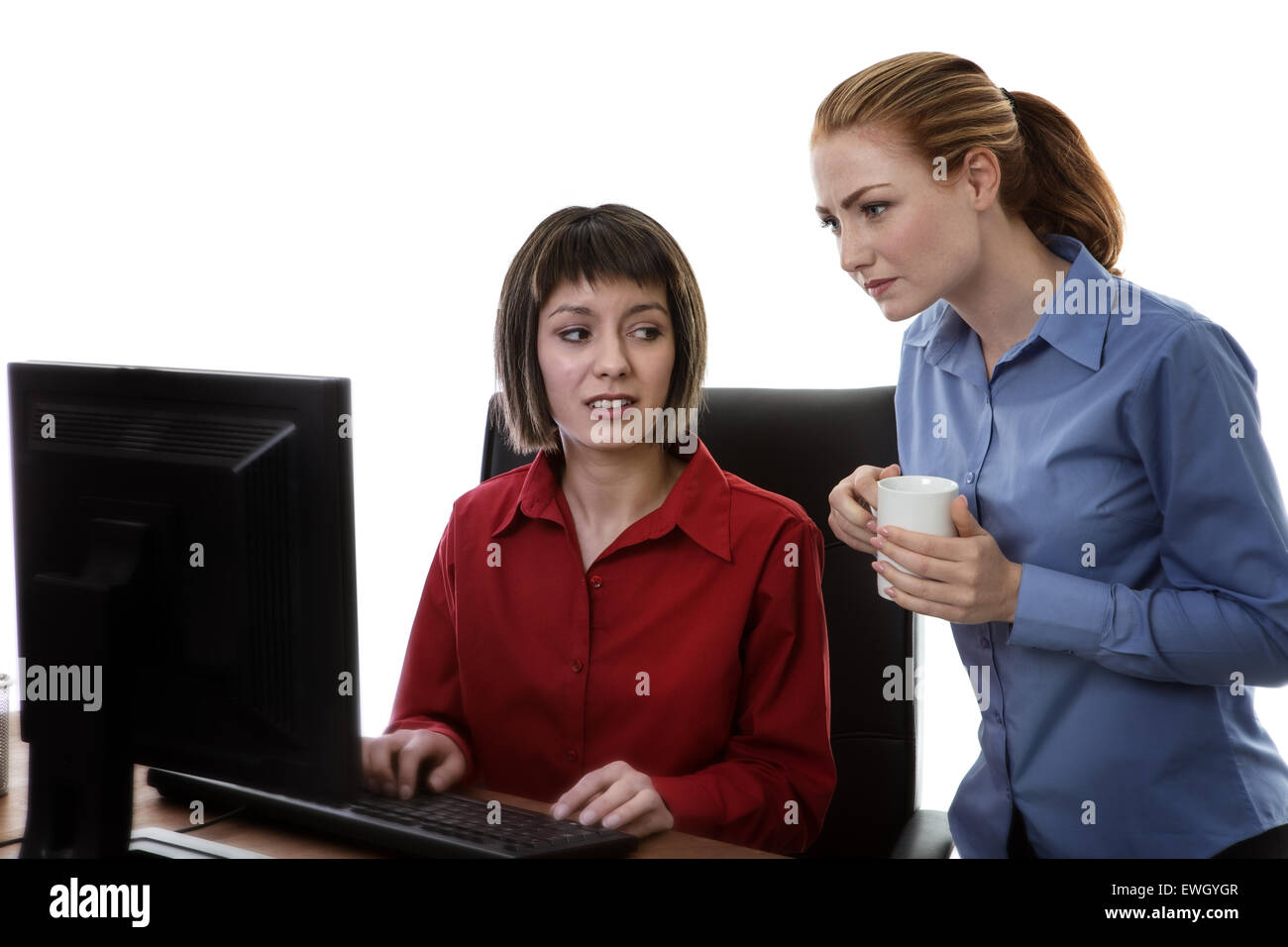 two work colleagues working together in the office Stock Photo - Alamy