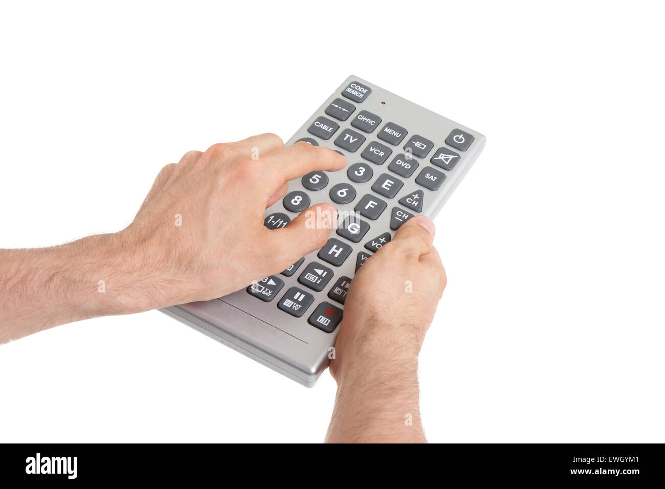 Media conceptual image - Unusual large remote control, isolated on ...