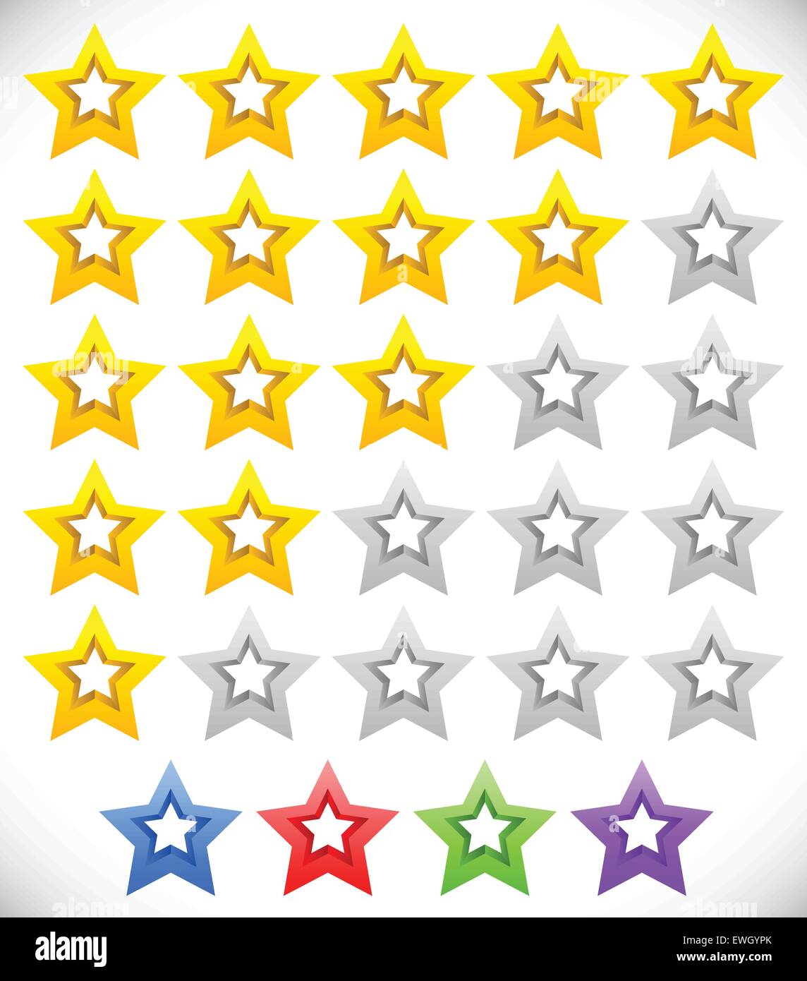 Star rating system with 3d stars. Quality, rating, ranking concepts. 5 ...