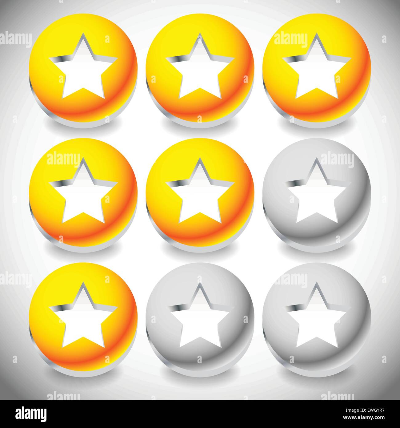 Star rating system with 3 stars and sphere graphics Stock Vector Image ...