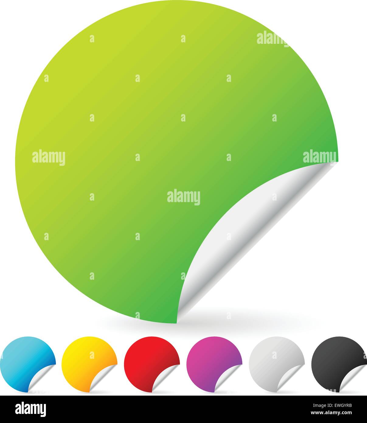 Set of blank colorful peeling stickers. 7 colors included. Vector Stock ...