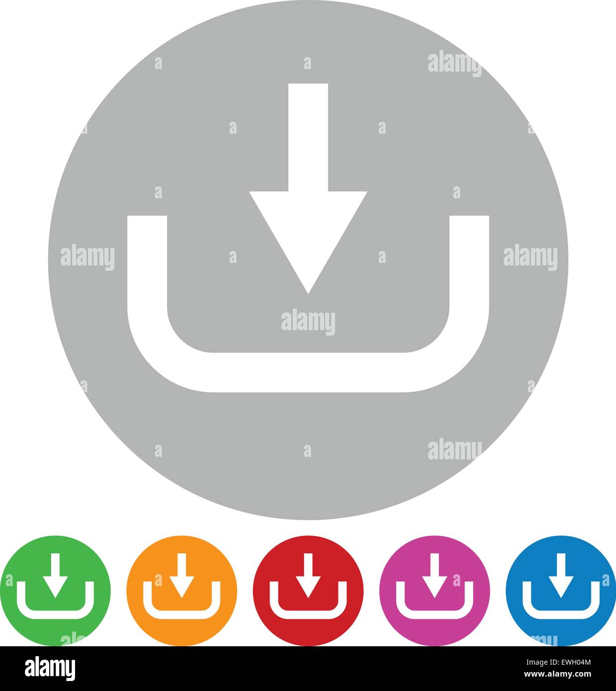 Download button, download icon. Arrow pointing down to a hard drive ...